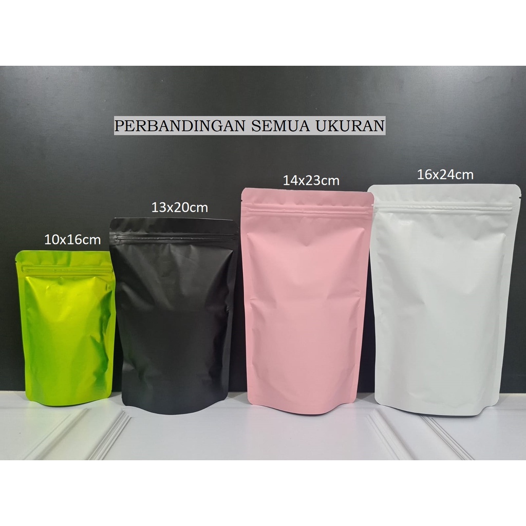 Jual [50 lembar] Standing Pouch full colour White ziplock Uk.16x24cm ...