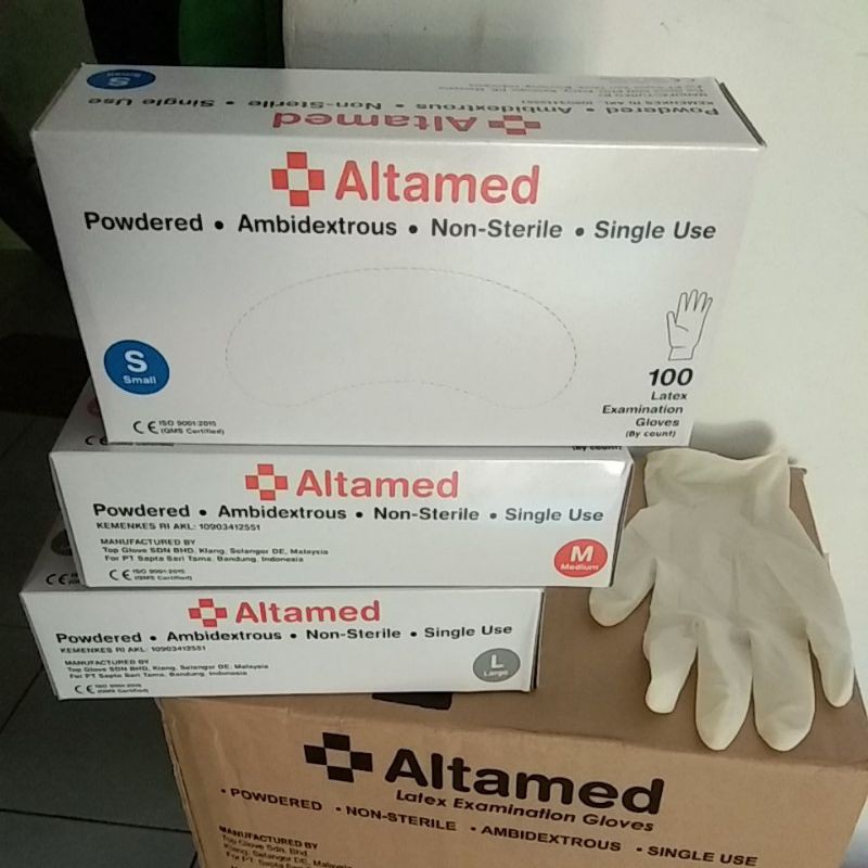 Jual Sarung Tangan Latex Altamed Sarung Tangan Karet putih Merk Altamed | Shopee Indonesia