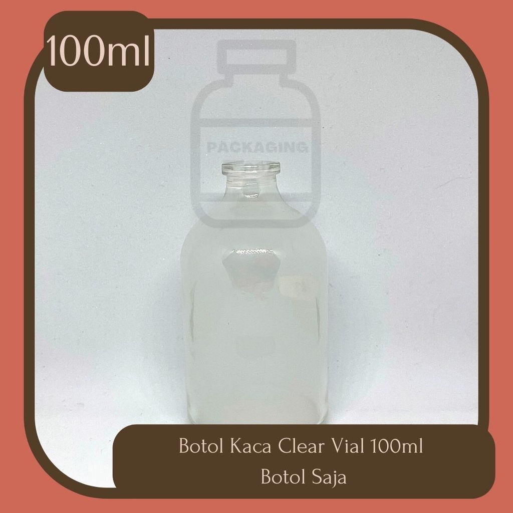 Jual Botol kaca Clear Vial 100ml + 20mm Grey / Red Rubber Stopper/botol ...