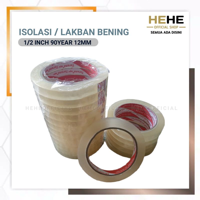 Jual Isolasi 1/2 inch 90Year isolasi Lakban 12mm Berkualitas HEHE OFFICIAL PEKANBARU | Shopee ...