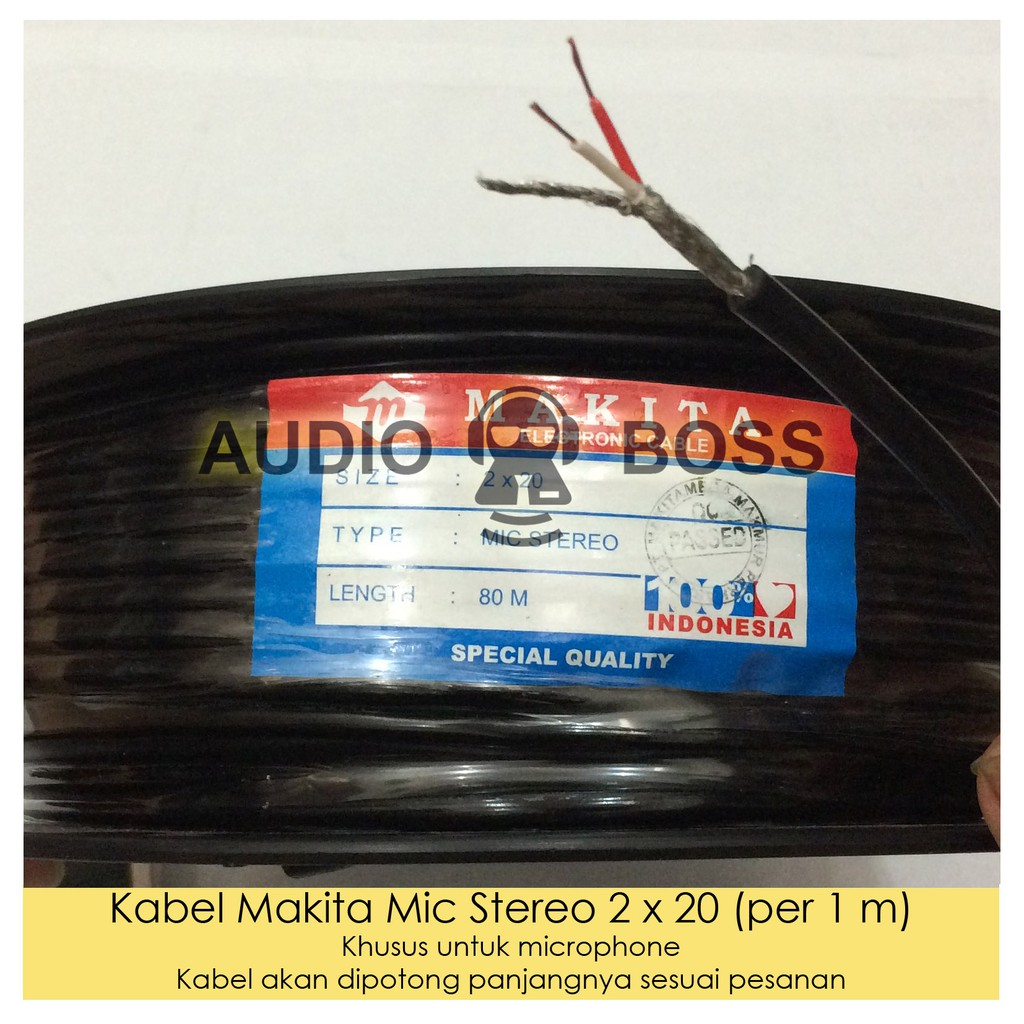 Jual Kabel Audio Mic Stereo Makita ORIGINAL hitam 2x20 2 x 20 per 1 ...
