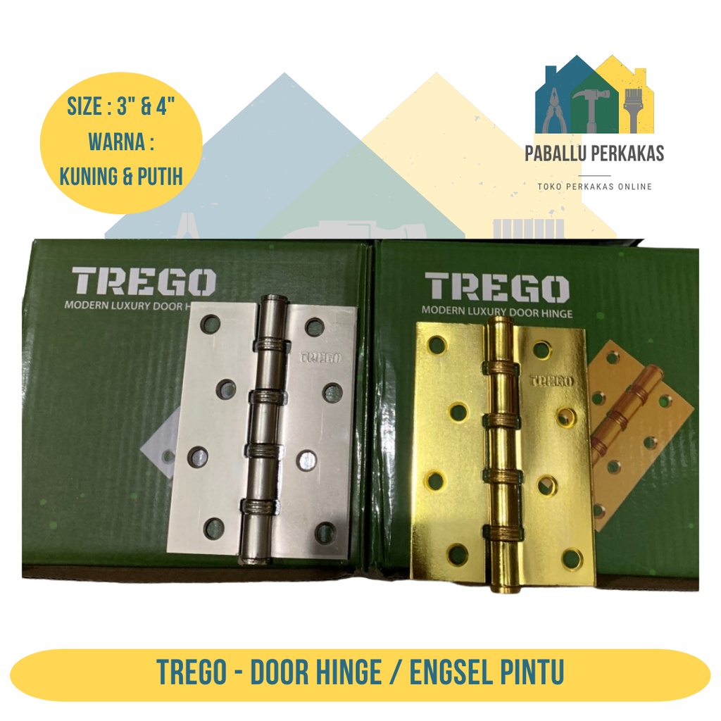 Jual Engsel Pintu 3" 4" / Engsel Pintu Tebal Kuning Putih 3 inch 4 inch ...