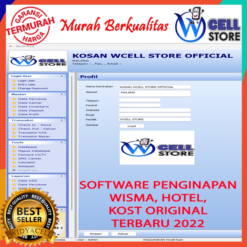 Jual SOFTWARE PROGRAM APLIKASI WCELL KOST HOTEL HOSTEL VILLA LOSMEN ...