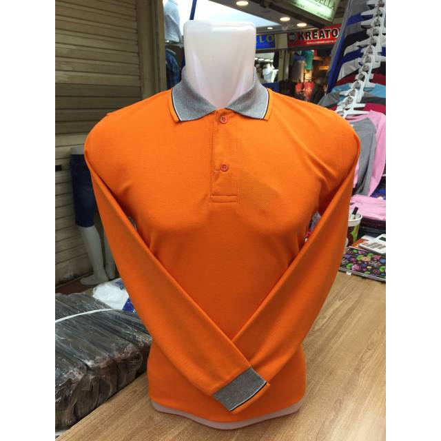 Jual Kaos polo berkerah lengan panjang kombinasi pria dan wanita kaos kerah lengan panjang ...