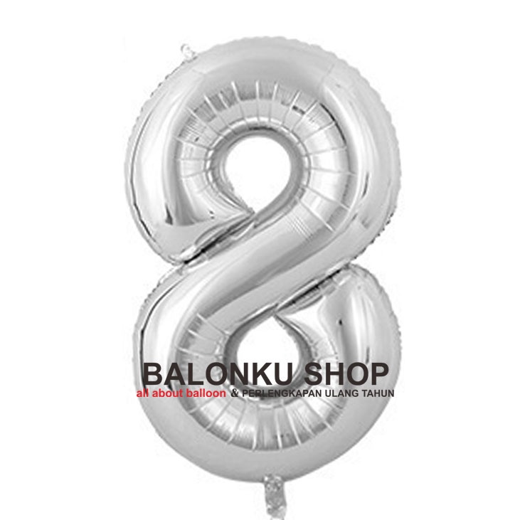 Jual Balon Foil Angka Jumbo Silver 100 cm / Balon Angka Jumbo 100cm ...