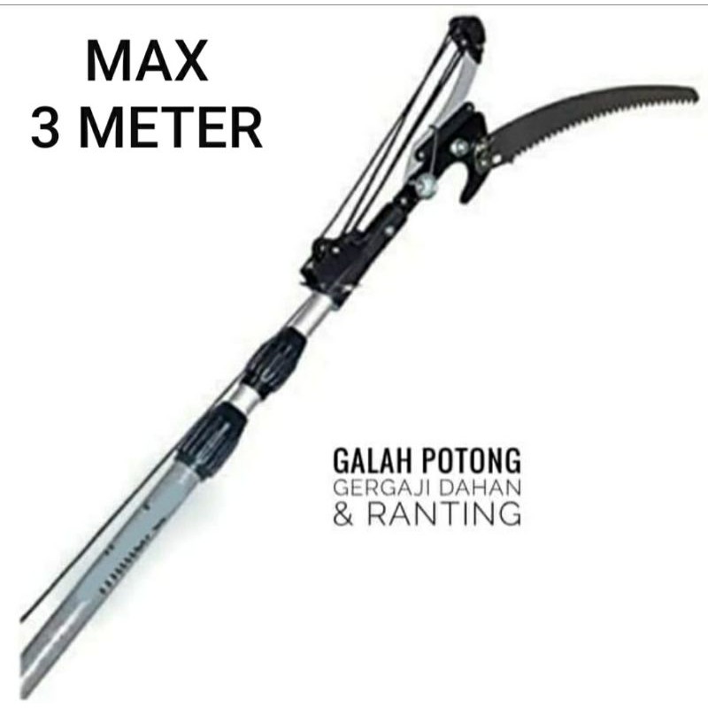 Jual Tree Pruner Galah Tongkat 3 Meter PEMOTONG Gergaji Gunting Dahan Ranting | Shopee Indonesia