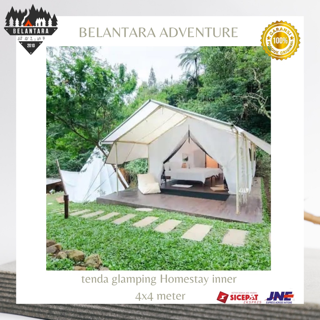 Jual tenda glamping home stay model untuk penginapan 4x4 mtr tanpa tiang | Shopee Indonesia