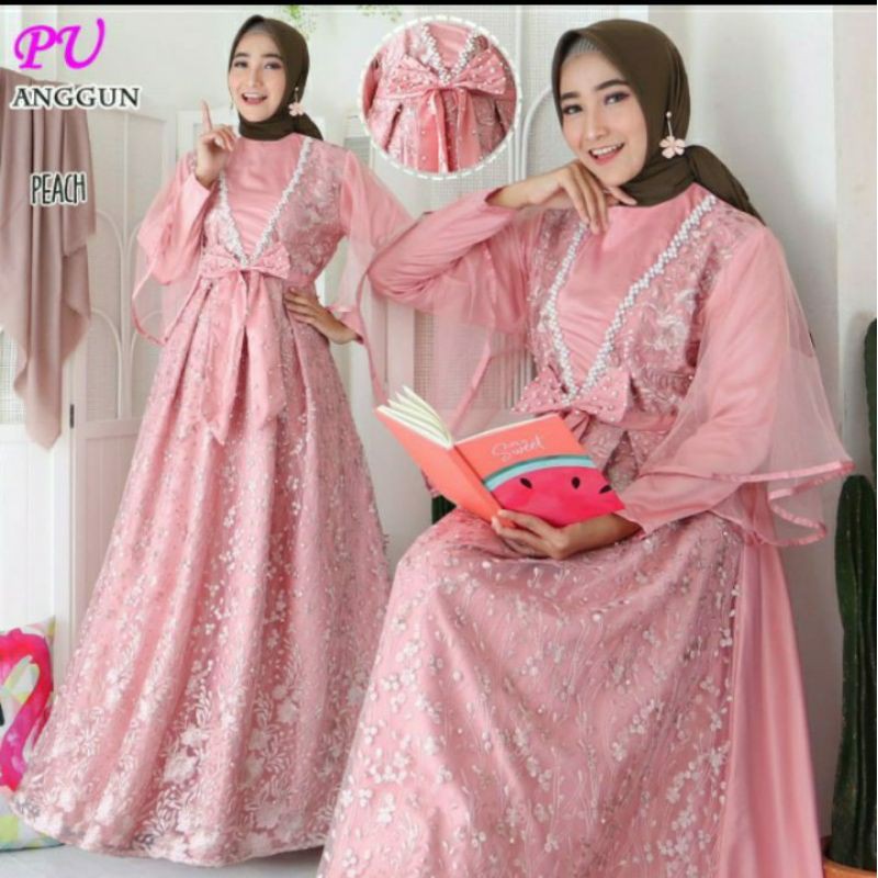 Jual gamis Anggun gaun lebaran- Muslimah-gaun Pesta- Bridesmaid -gaun ...