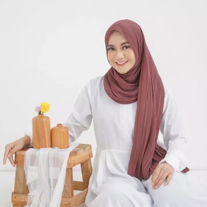 Jual Pashmina Plisket Full Ceruty Babydoll Premium / Hijab Pashmina Pleats | Shopee Indonesia