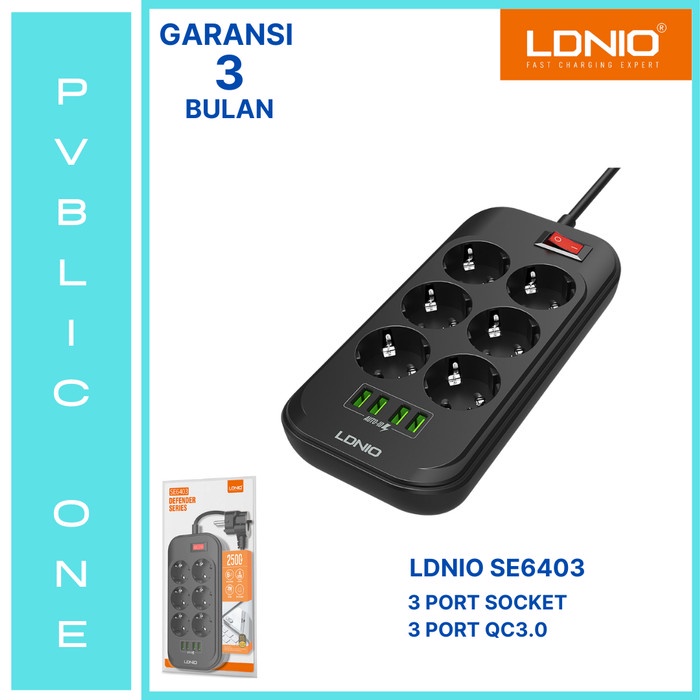 Jual POWER SOCKET ELECTRIC LDNIO SE6403 4 USB 6 COLOKAN - Hitam | Shopee Indonesia