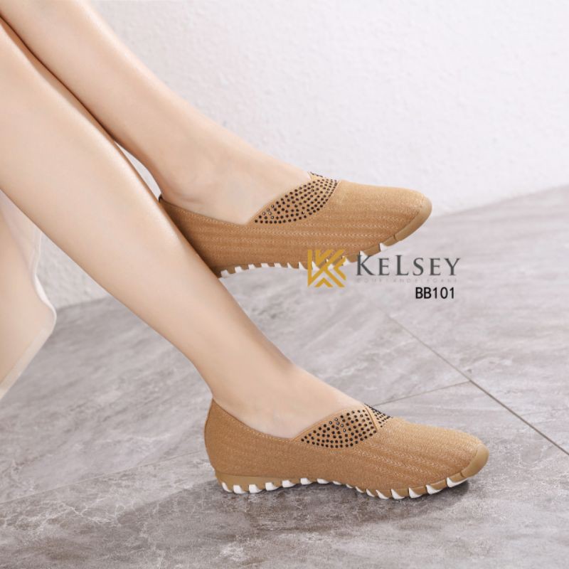 Jual (Gratis kaos kaki) Kelsey Sepatu Slip On Wanita BB101 | Shopee Indonesia