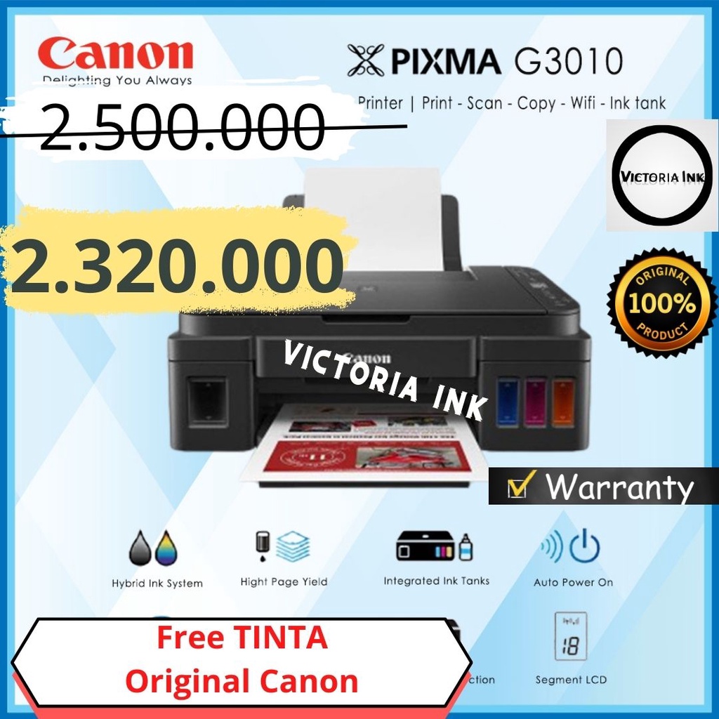 Jual Printer Canon G3010 Wifi Free Tinta Original Canon All in One ...