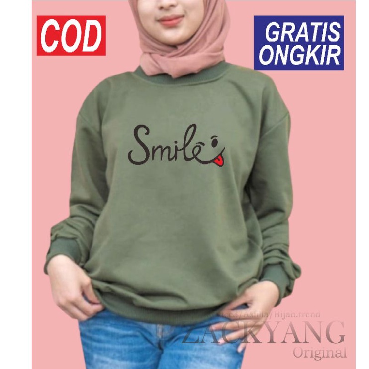 Jual Blouse wanita | Kaos Lengan Panjang | Atasan Wanita | Kaos Sweatshirt | ZACKYANG (smile3 ...