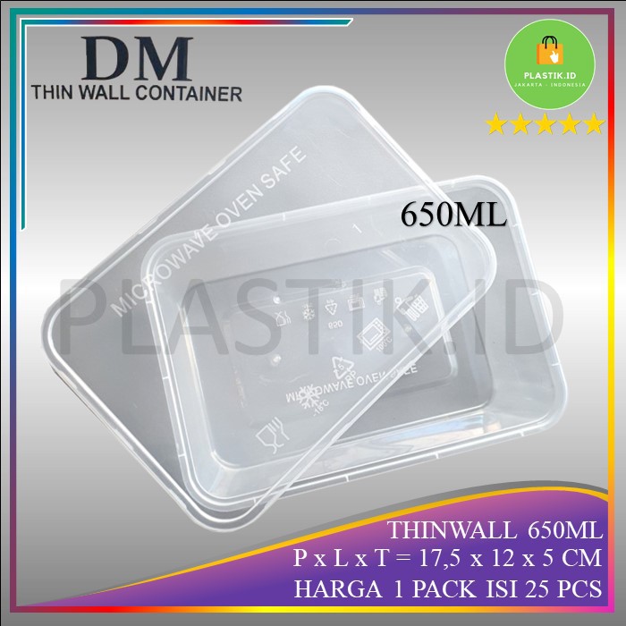 Jual KOTAK MAKAN PLASTIK 650ML THINWALL THIN WALL BOX TEMPAT MAKANAN ...