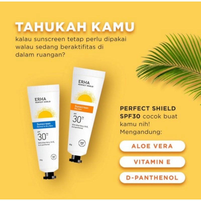 Jual ERHA Perfect shield spf30 Pa+++ normal&oily skin | sunblock erha ...