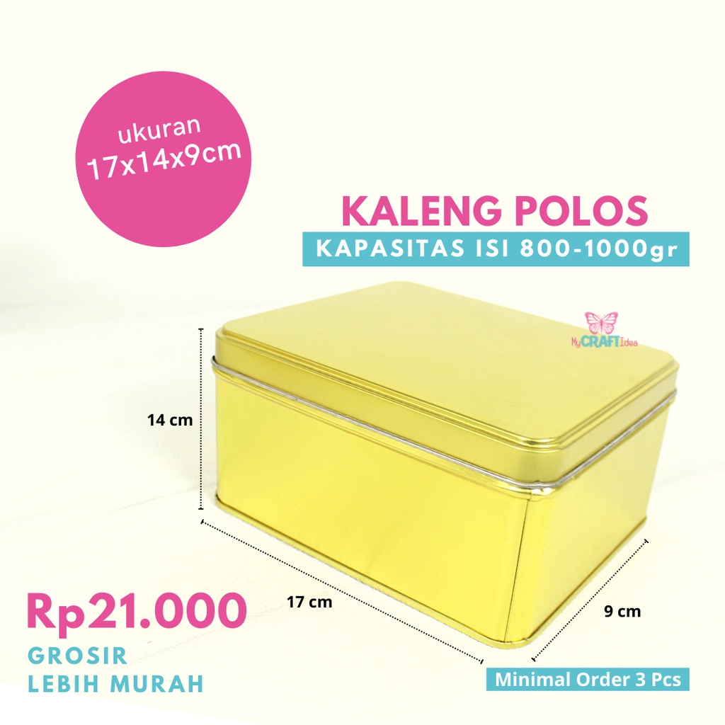 Jual Kaleng Kotak | MIN. ORDER 3 PCS | Kaleng Polos Warna Gold | Kaleng ...