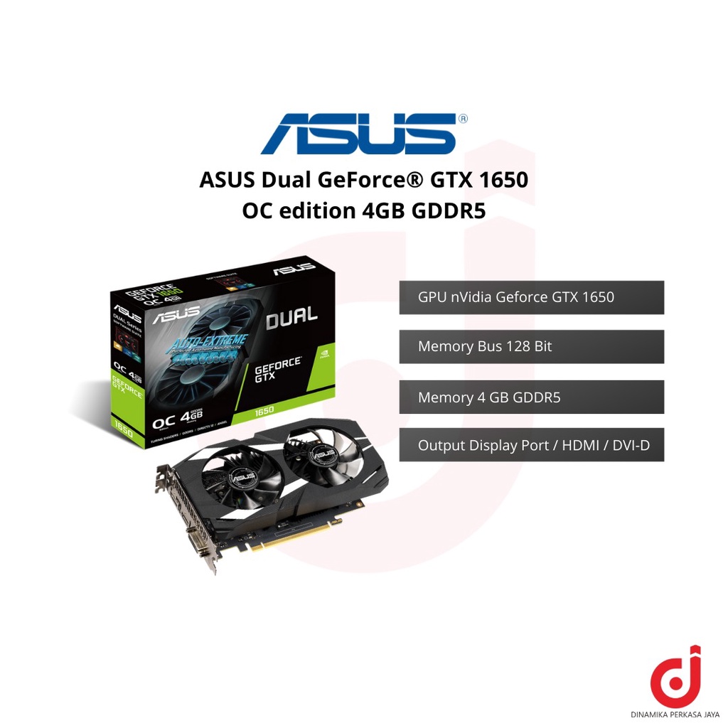 Jual VGA Graphic Card ASUS DUAL Geforce GTX 1650 OC edition 4GB GDDR5 | Shopee Indonesia