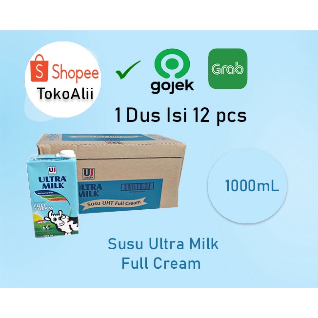 Jual Susu Ultra Milk Full Cream 1L / 1 Dus isi 12 Pcs | Shopee Indonesia