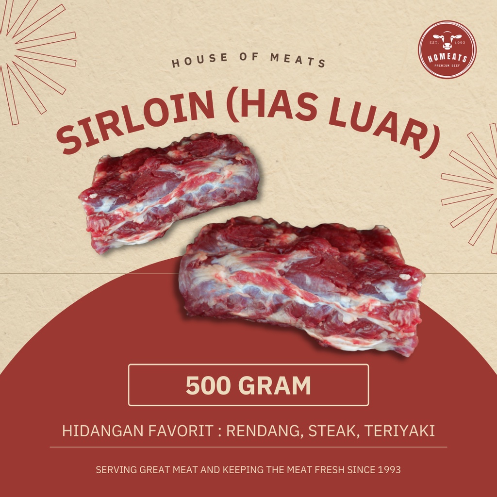 Jual Daging Sapi Lokal Segar Has Luar Beef Sirloin Fresh 1/2 Kg 500 ...