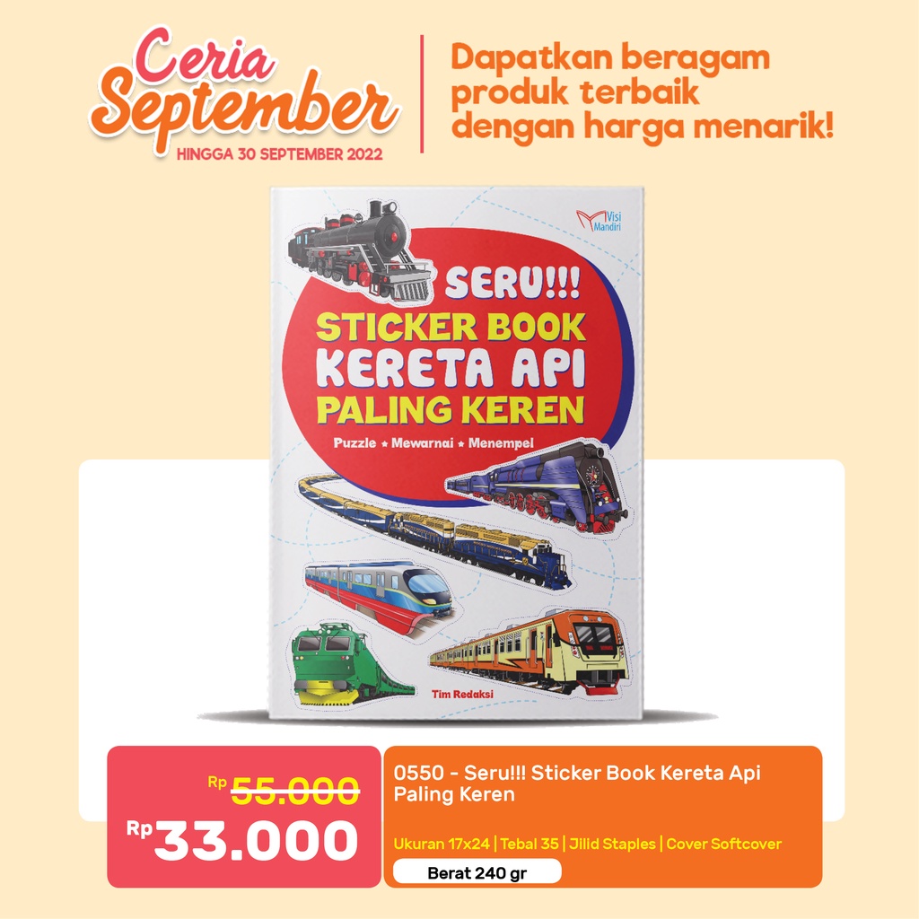 Jual Bluescorner Books - ZiyadBooks - Seru!!! Sticker Book Kereta Api ...