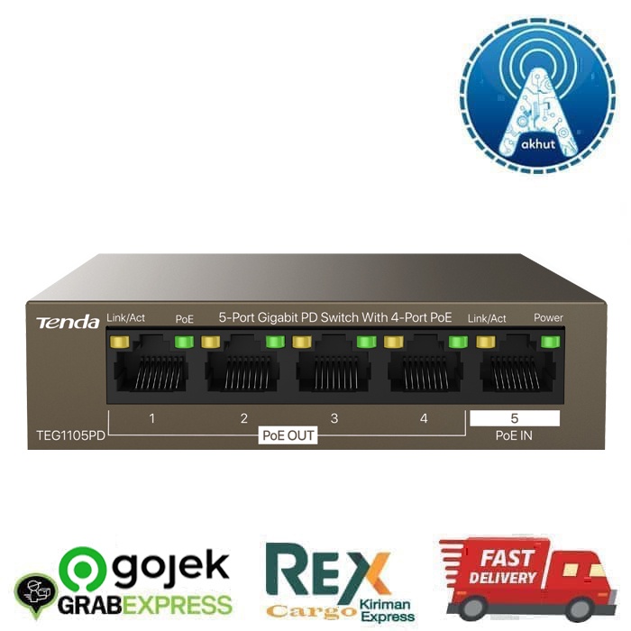Jual Tenda TEG1105PD Integrated PSE & PD, 5-Port PoE, No power adapter ...