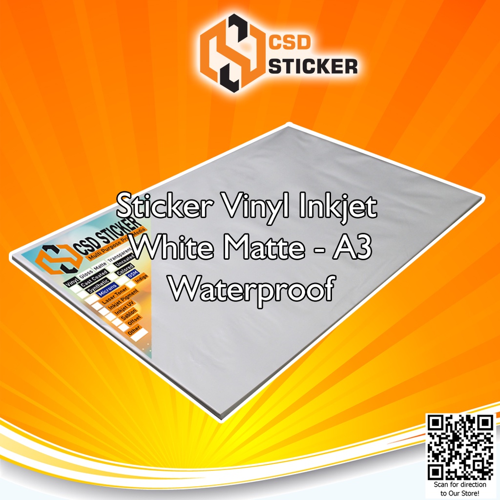 Jual Sticker Vinyl Inkjet A3 | A3+ White Matte / Doff Waterproof ...