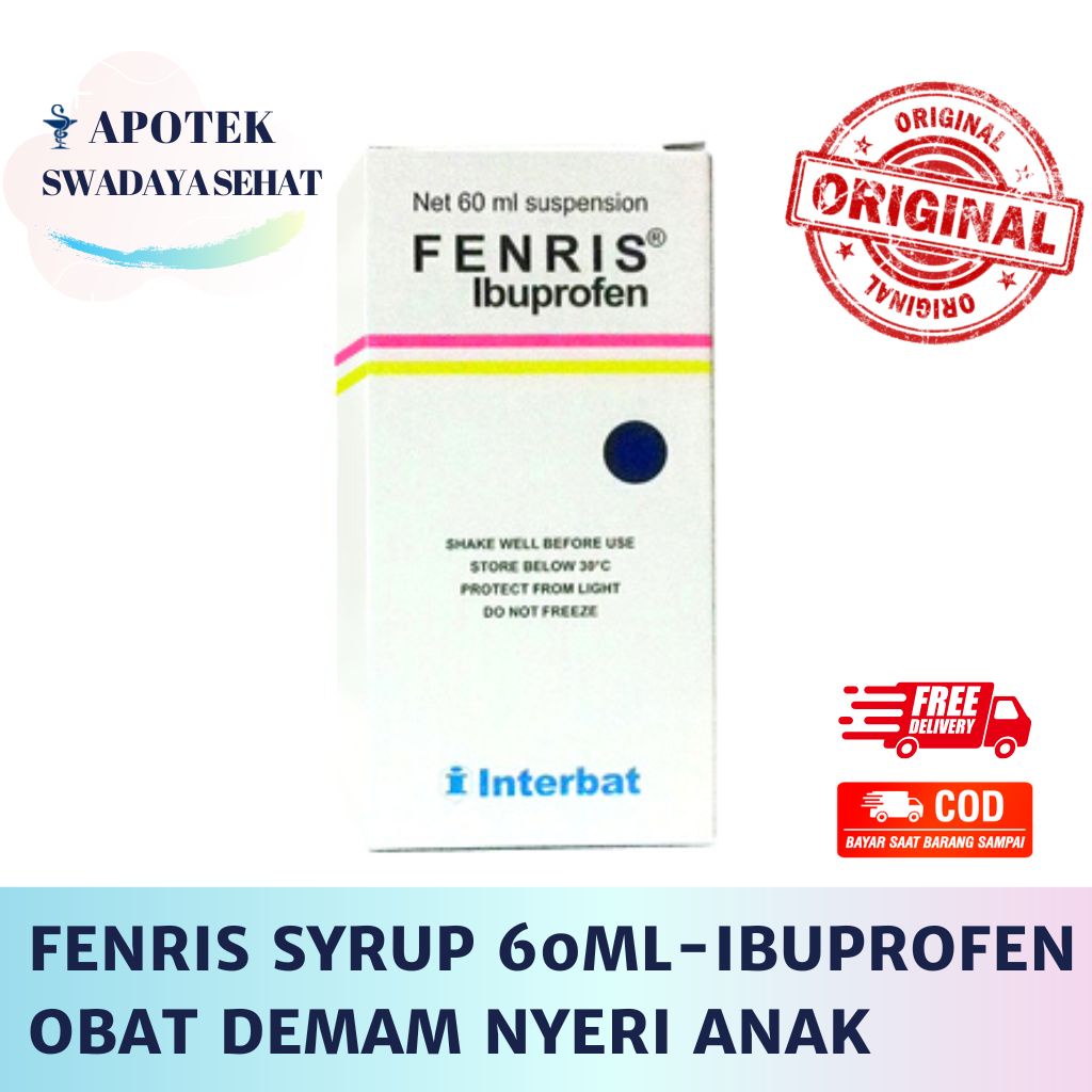 Jual FENRIS SYRUP 60 ML - Ibuprofen Sirup 100 Mg Obat Demam Nyeri ...