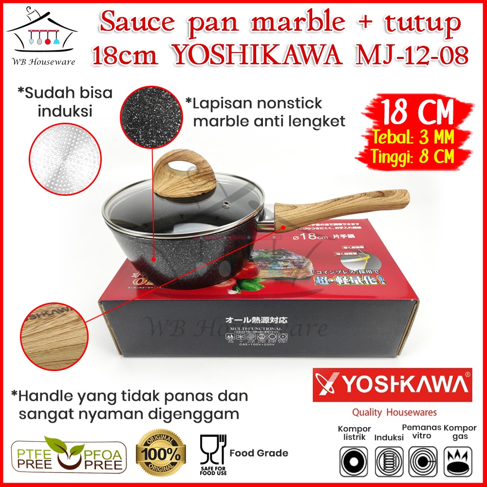 Jual Panci tutup marble 18cm / Sauce pan YOSHIKAWA MJ-12-08 | Shopee ...
