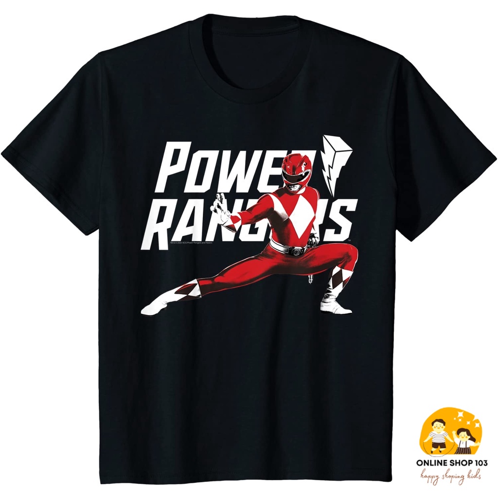 Jual Baju anak Power Rangers Red Ranger Action Pose Logo T-Shirt ...