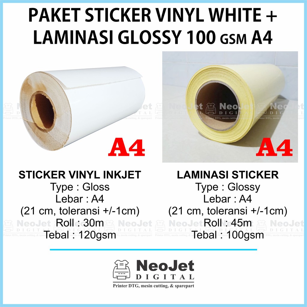 Jual Paket Sticker Vinyl Inkjet White Tinta DYE Pigment Art Paper ...