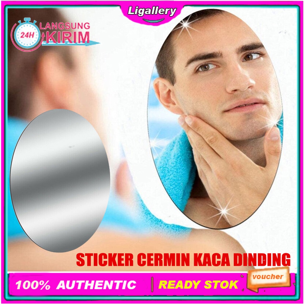 Jual [BISA COD] Stiker Cermin Kaca Dinding Oval Anti Pecah 27 X 14.5 CM ...