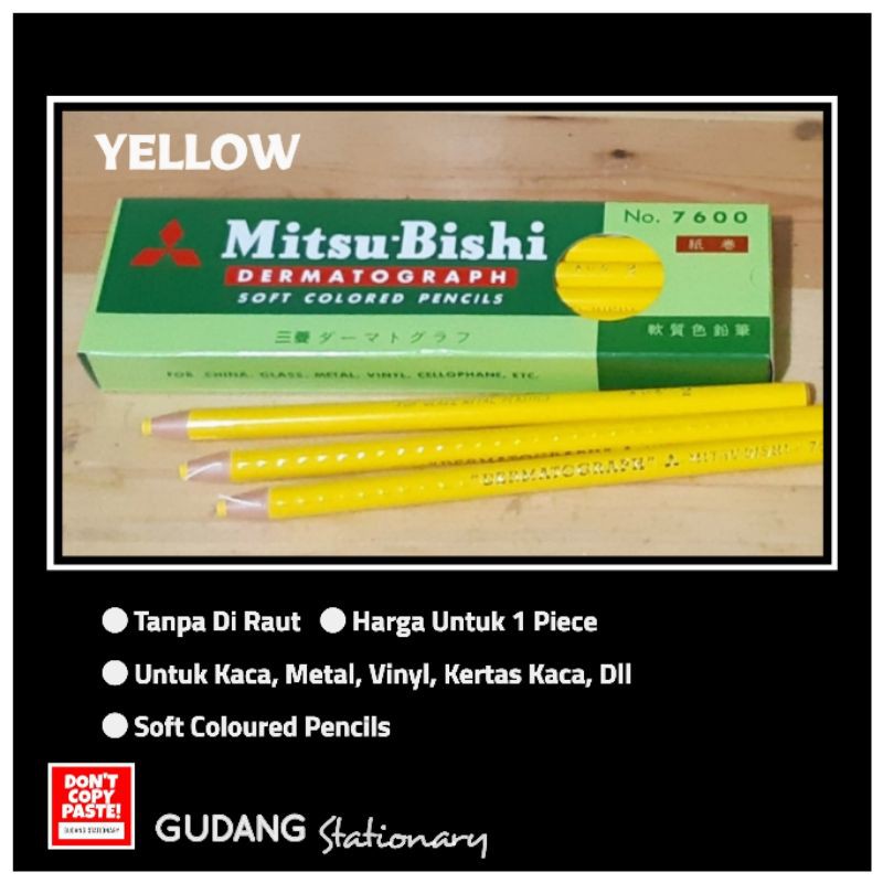 Jual Pensil Kaca Dermatograph 7600 MITSU-BISHI Kuning [1 Pcs] | Shopee ...