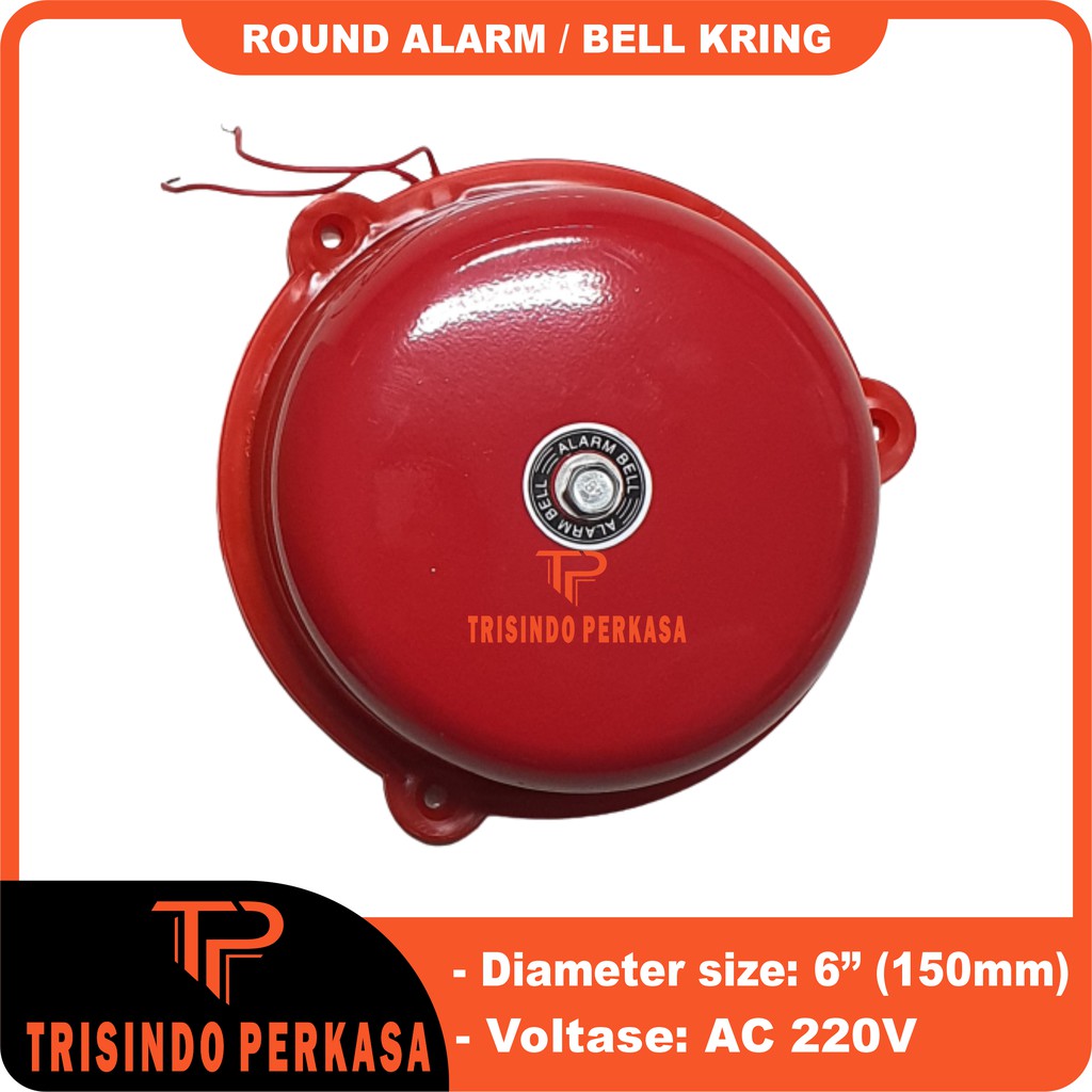 Jual Round Alarm Bell Kring 6" (150mm) AC 220V Bel Sekolah Pabrik ...