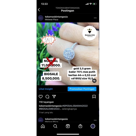 Jual cincin berlian eropa full mas putih whitegold (1,308/ 1950 ...