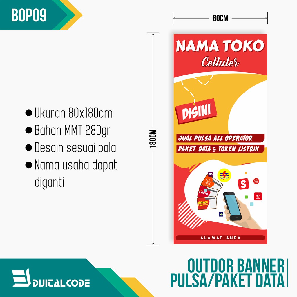 Jual BOP09 Spanduk Banner Pulsa Paket Data 80x180cm | Shopee Indonesia