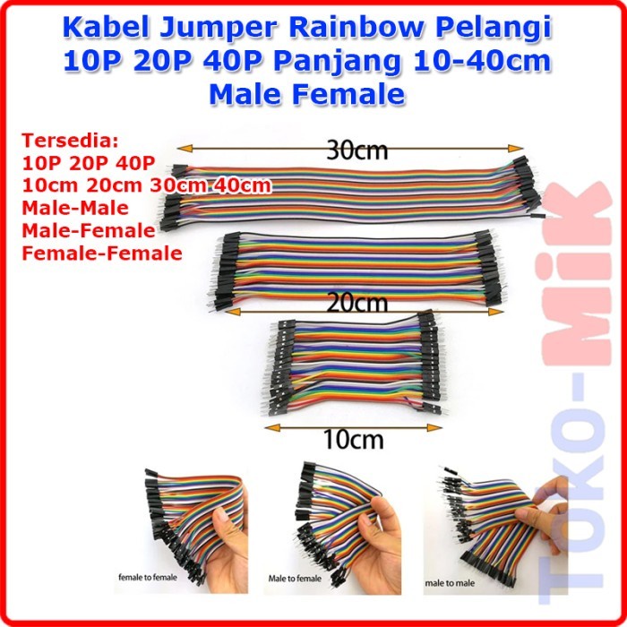 Jual Kabel Jumper Cable Rainbow Pelangi Dupont 20cm 20 cm 10P 20P 40P | Shopee Indonesia