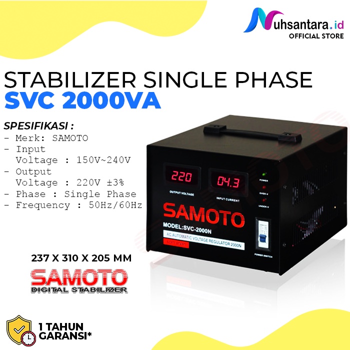 Jual [𝐎𝐑𝐈𝐆𝐈𝐍𝐀𝐋] Stabilizer Listrik Digital 2000VA Samoto Stabilizer ...