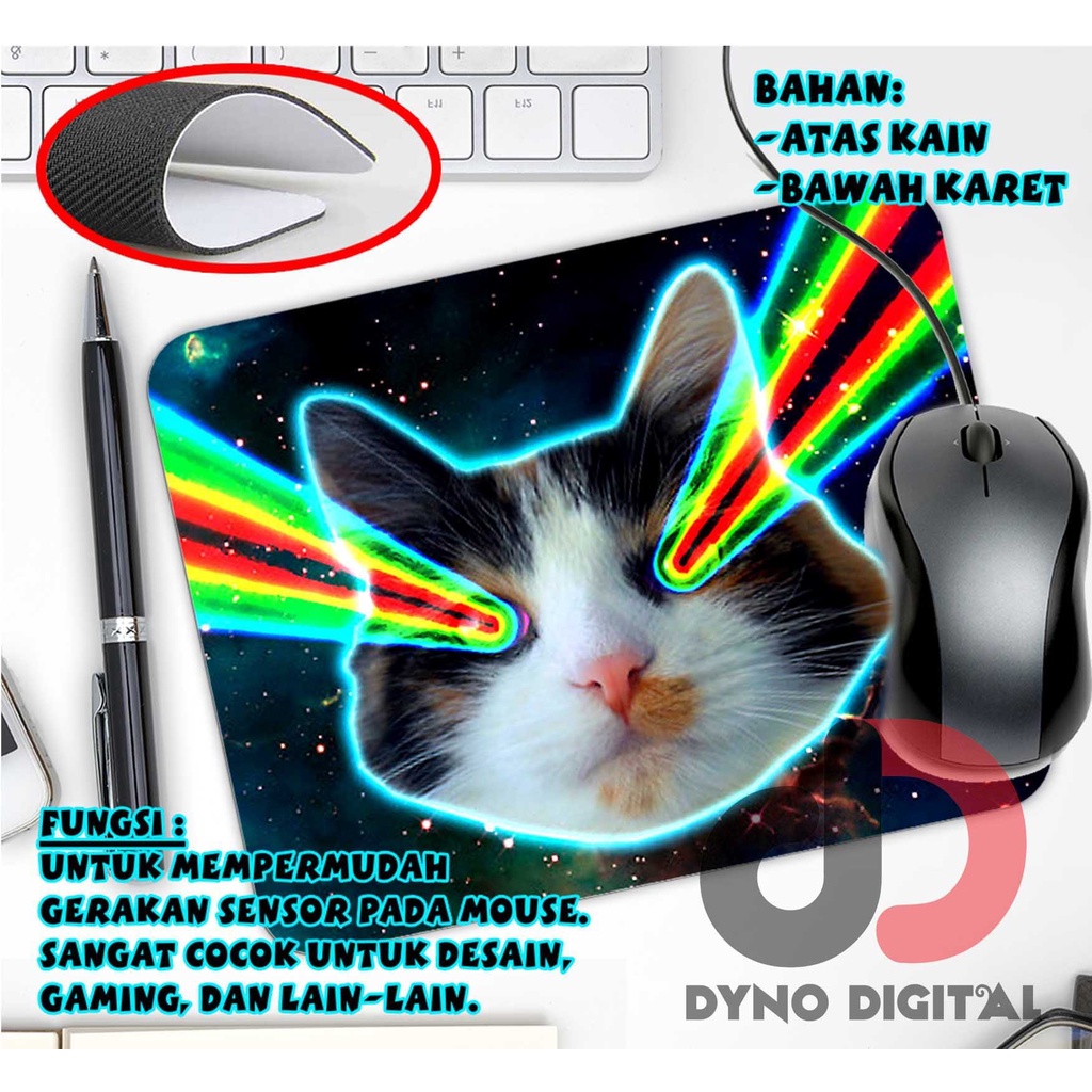 Jual Mouse pad Custom Lucu Kucing Cats Lasser Eye in Galaxy Nebula Game ...