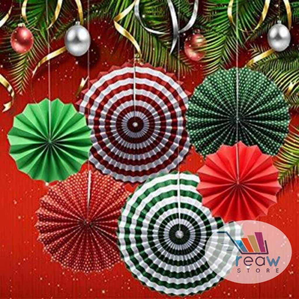 Jual Paperfan / Paper Fan / Paper Flower Kertas Hiasan Dekorasi Natal ...