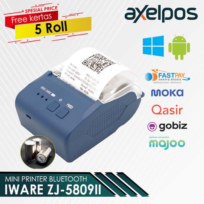 Jual Mini Printer Bluetooth Thermal Kasir 58mm Iware ZJ5809II | Shopee ...