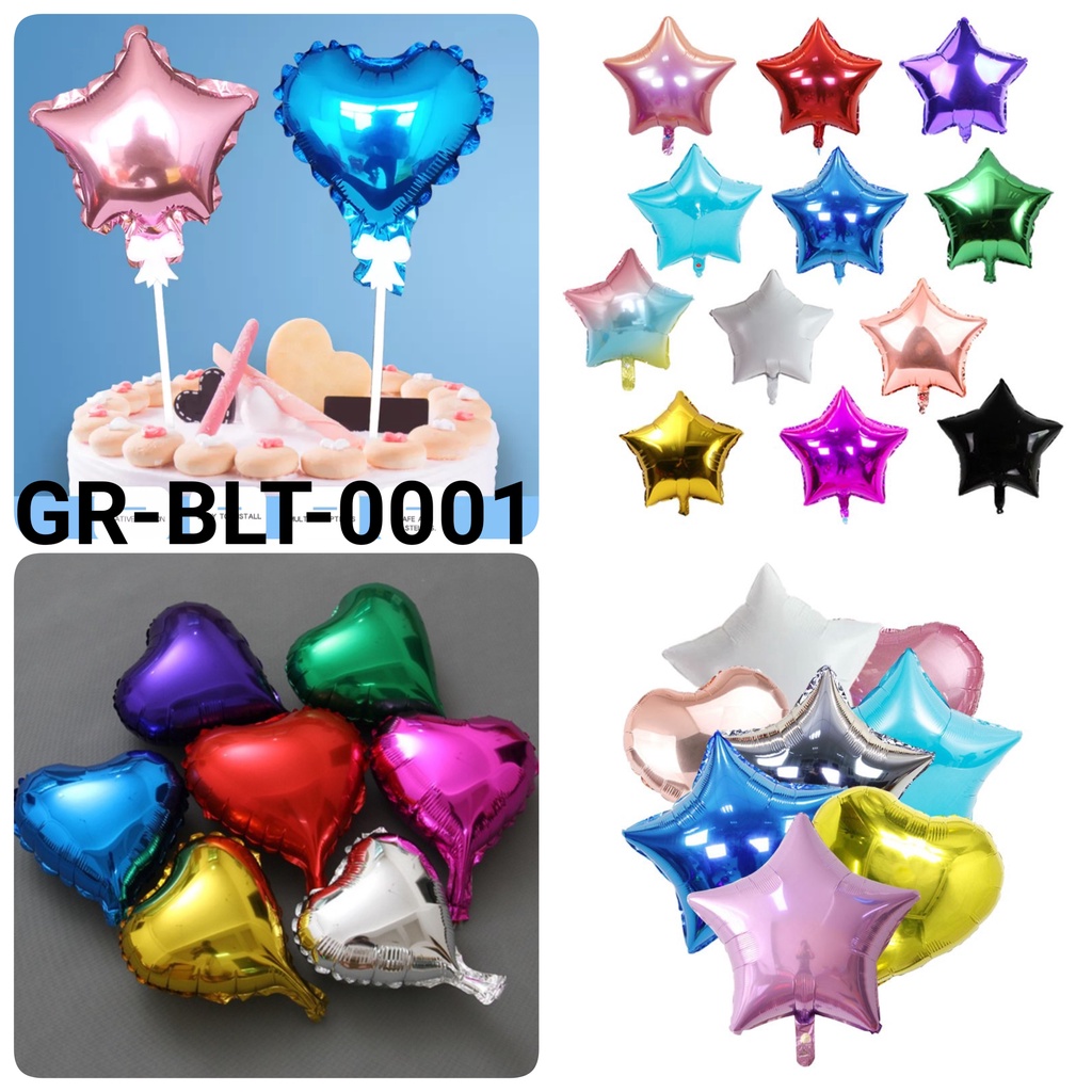 Jual GR-BLT-0001 Cake topper kue balon foil hati bintang merah biru hijau yamama baking | Shopee ...