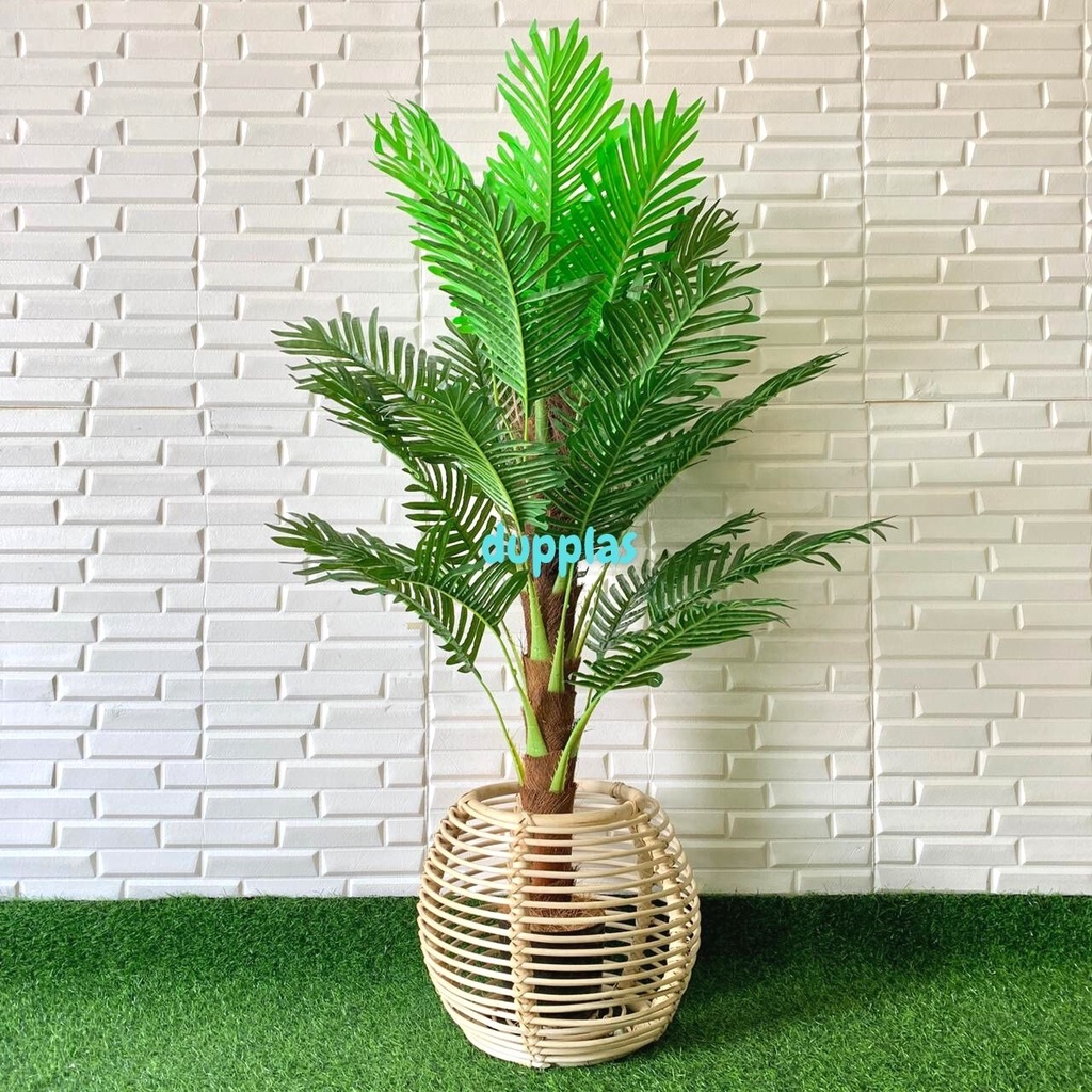 Jual Pohon Daun Palem Sikas T140 Latex Cover Pot Dasar Rotan Kupas ...