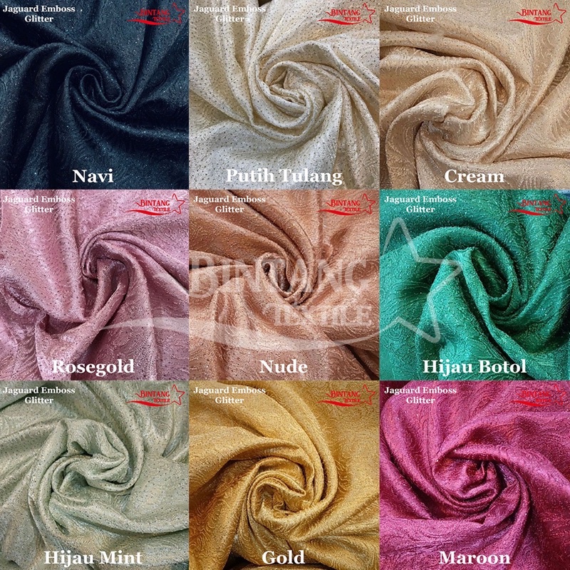 Jual Kain Bahan Jaguard / Jacquard / Jaguar 3D Glitter Emboss Italia ...