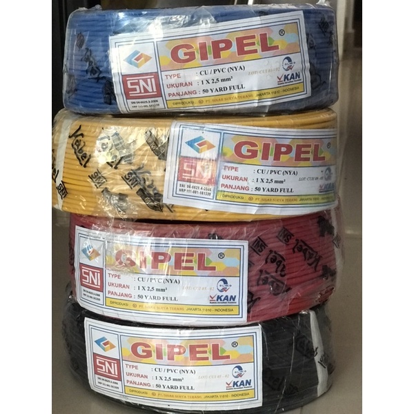 Jual KABEL LISTRIK TUNGGAL ASLI TEMBAGA SNI NYA 1 x 2,5 mm 1x2,5mm 50yard GIPEL | Shopee Indonesia
