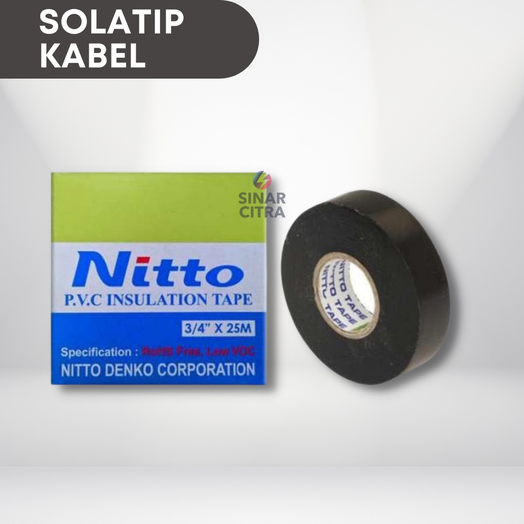 Jual Isolasi/Lakban/Solatip Listrik - Nitto Hitam - Ukuran 3/4 inch x ...