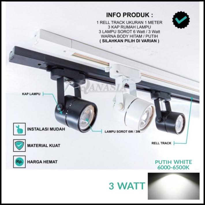 Jual Paket Lampu Sorot Rel 1 Set Isi 2 Spotlight Track Light Rell 1 ...