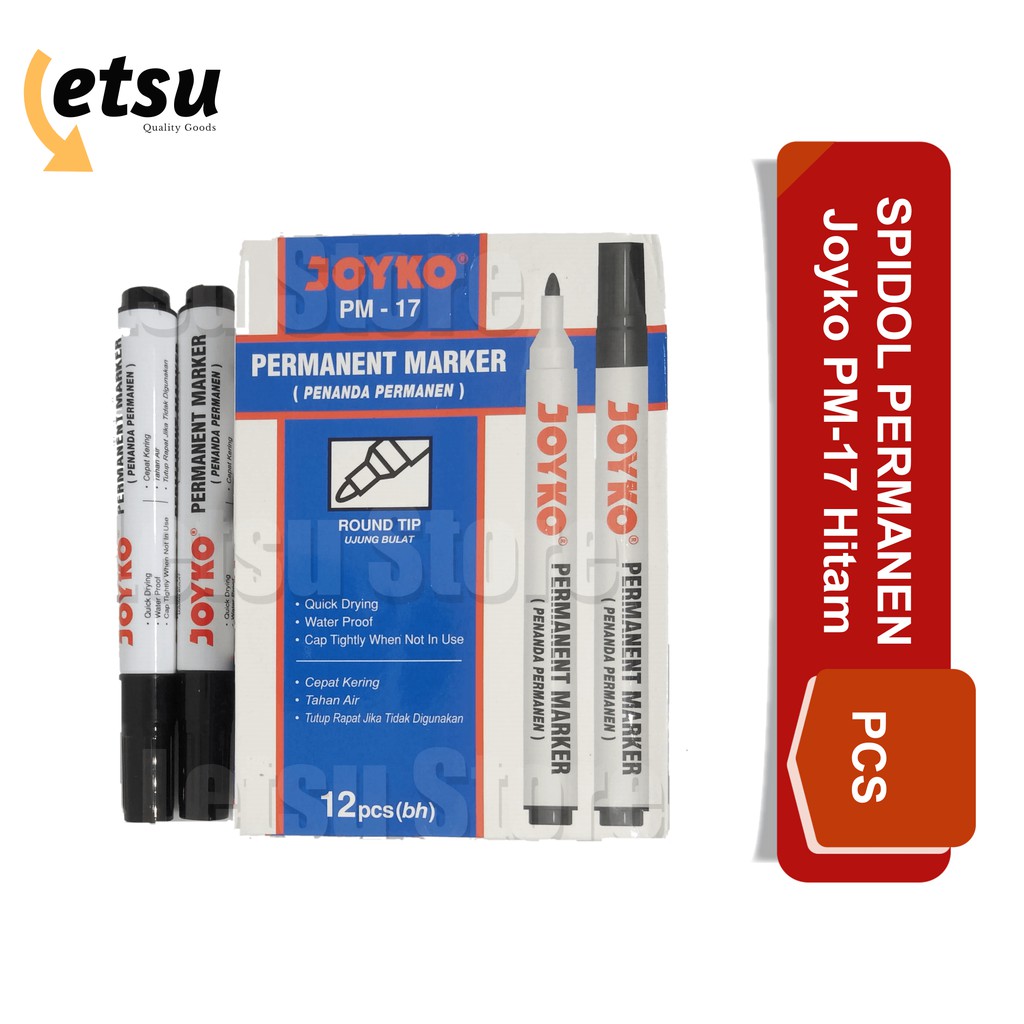 Jual Spidol Permanen Marker Hitam Joyko PM-17 permukaan plastik kaca ...