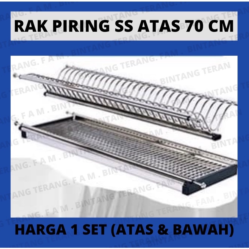 Jual 70CM RAK PIRING GANTUNG GELAS STAINLESS KABINET UNIT ATAS DAPUR ...