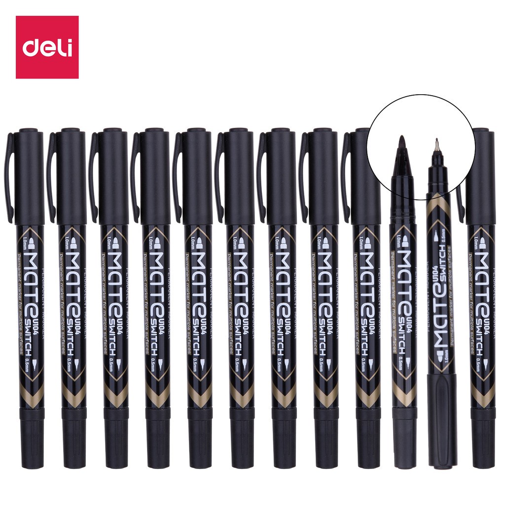 Jual Spidol DELI Permanent Marker 2 Sisi - EU104xx spidol | Shopee ...