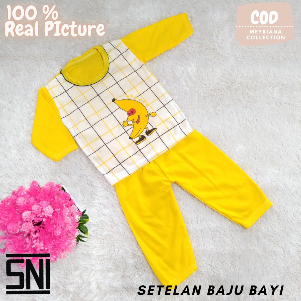 Jual Setelan Baju Bayi Oblong Panjang Baju Bayi Motip Pisang Usia 0-6 ...